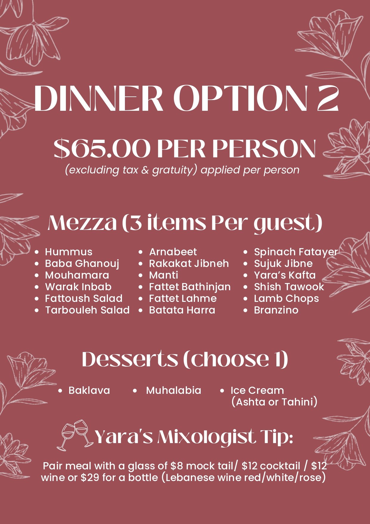 Menu - .::Villa Yara::.